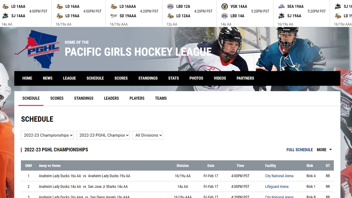 News: PGHL Championship Schedule - Pacific Girls Hockey League