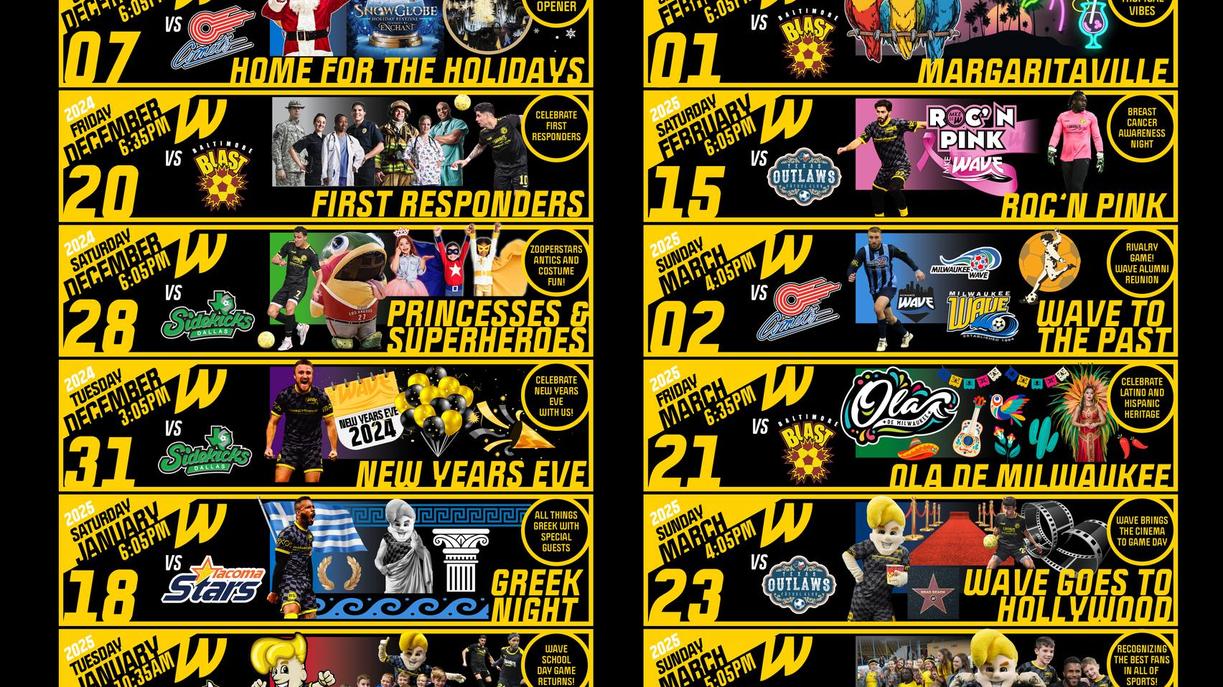News: CHECK OUT THIS SEASON'S THEME GAME SCHEDULE! - Milwaukee Wave