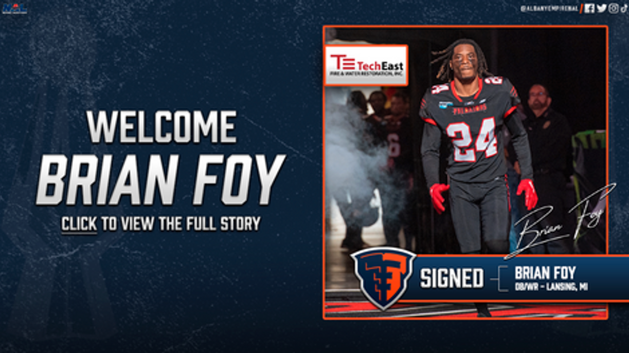 News: ALBANY EMPIRE WELCOME BRIAN FOY - National Arena League