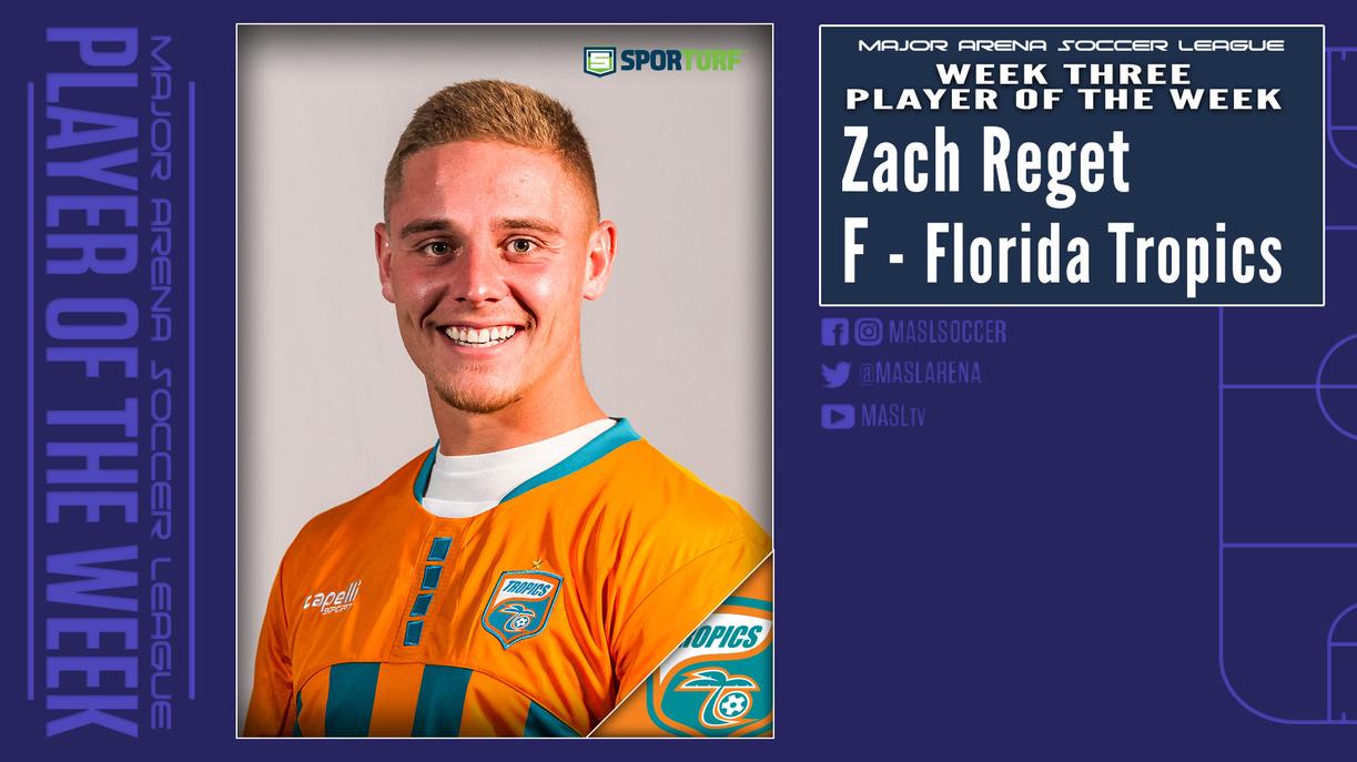 News: ZACH REGET VOTED PLAYER OF THE WEEK - Major Arena Soccer League