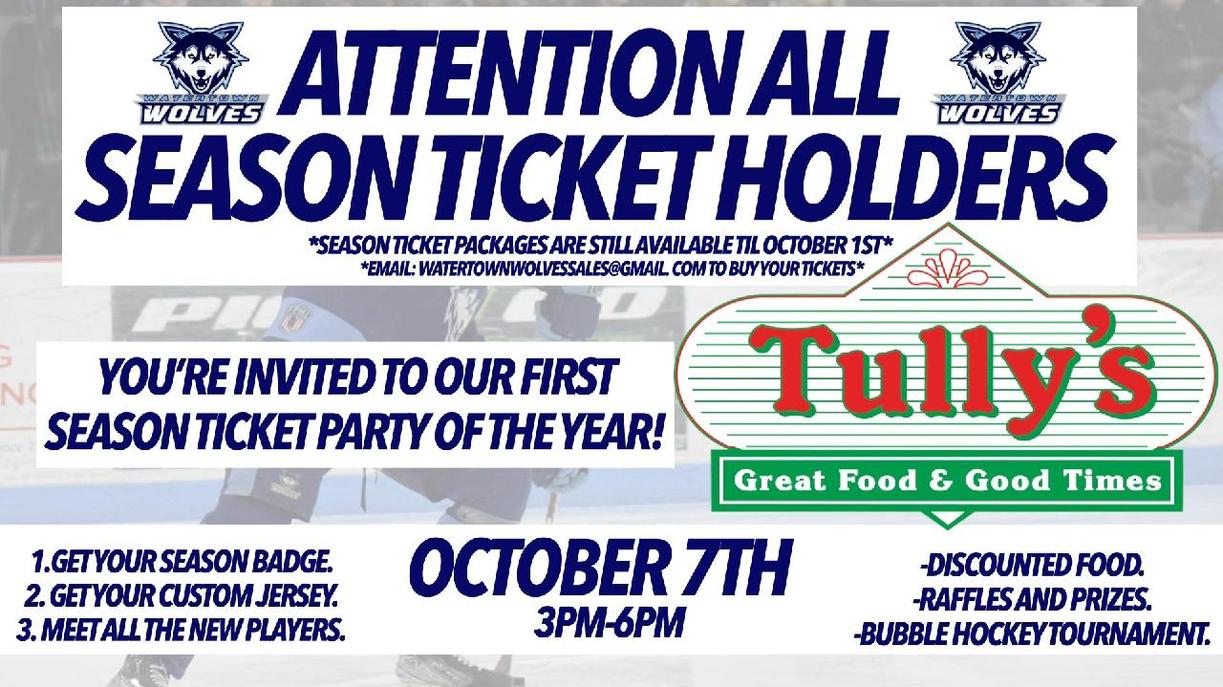 News: Watertown Wolves Season Ticket Party! - The Watertown Wolves