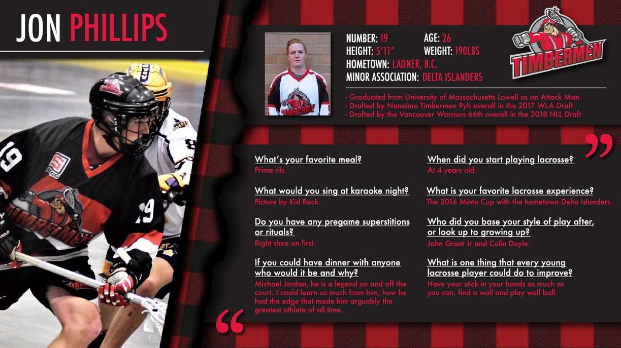 News: Get to Know Jon Phillips - Nanaimo SR "A" Timbermen